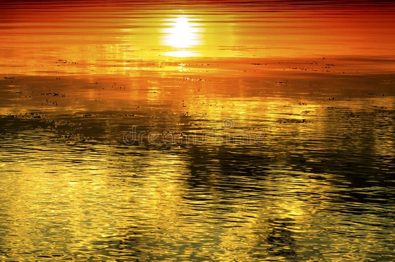 Hot Sunset stock photo. Image of lake, wave, gold, river - 35997158