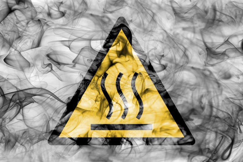 Hot Surface Hazard Warning Smoke Sign. Triangular Warning Hazard Stock ...
