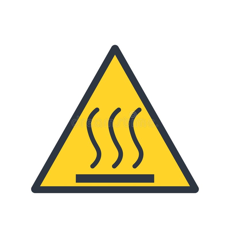 Hot Surface Symbol with Hand and Sun and Hazard Warning Attention Sign ...