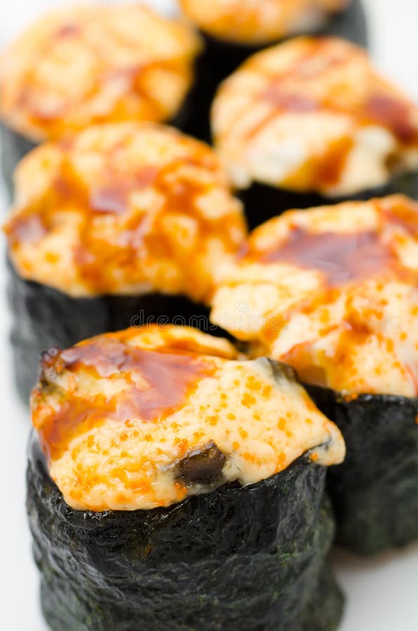 Hot sushi rolls, macro stock image. Image of gourmet - 23135901