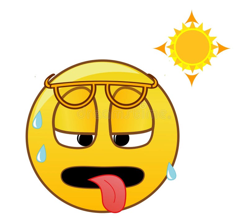 Hot and sweaty emoticon stock illustration. Illustration of vector ...
