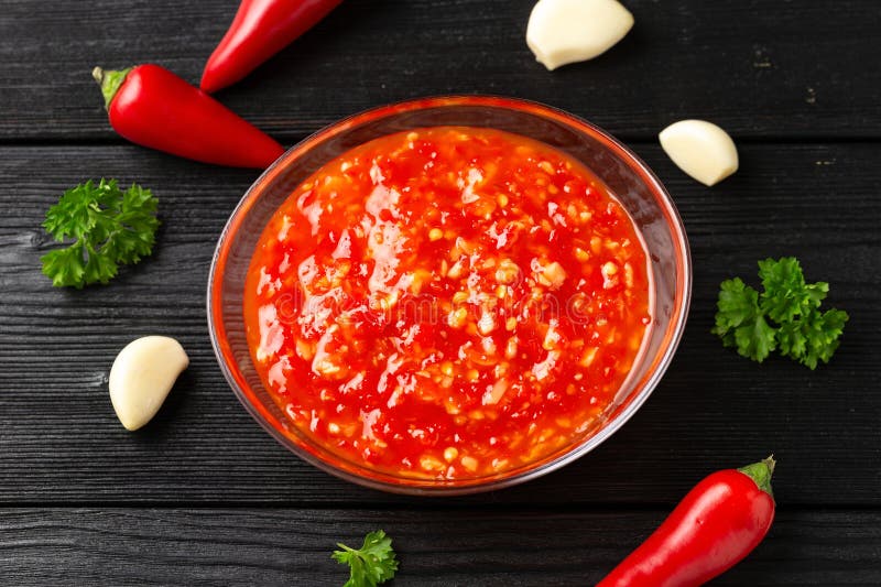 Hot Sweet Chilli Sauce in Glass Bowl Stock Image - Image of sauce, food ...