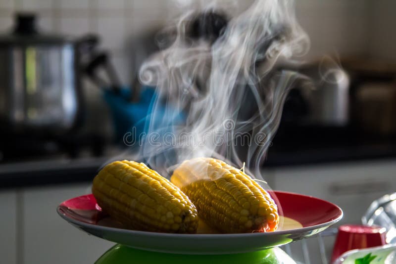 Hot sweet corn with steam stock photo. Image of sweet - 55714116