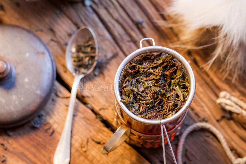 Hot Tea Brewed in the Old Style Stock Image - Image of house, light ...