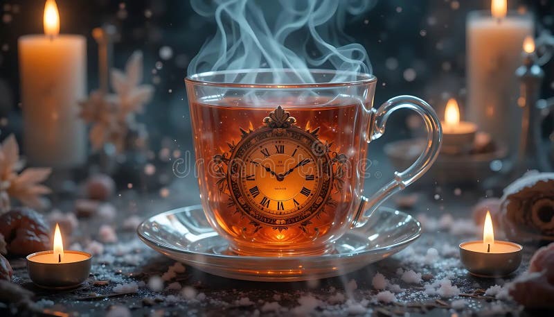 Tea Time Clock stock image. Image of fantasy, atmospheric - 376965715