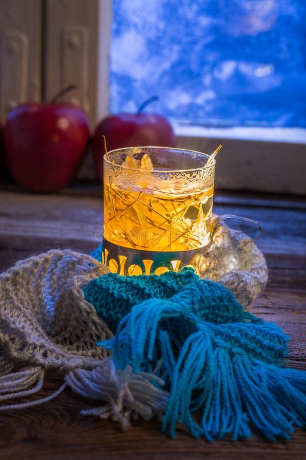 Hot tea in cold evening stock photo. Image of homemade - 45028786