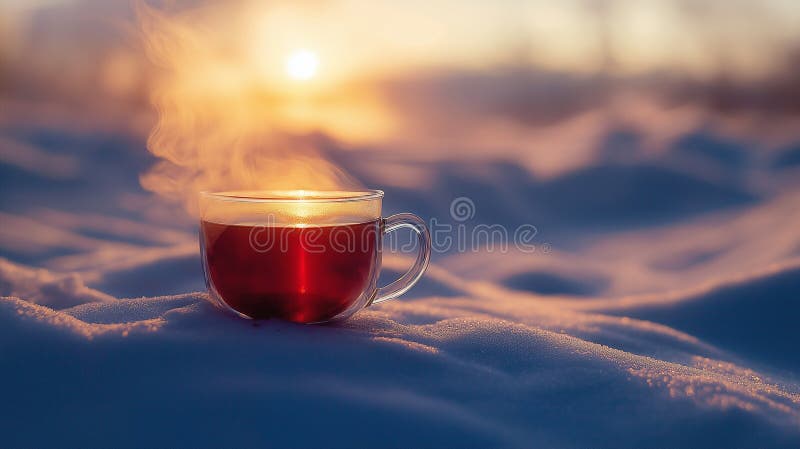 Hot Tea in the Cold: Hot Tea while Surrounded by Snowdrifts Stock Photo ...