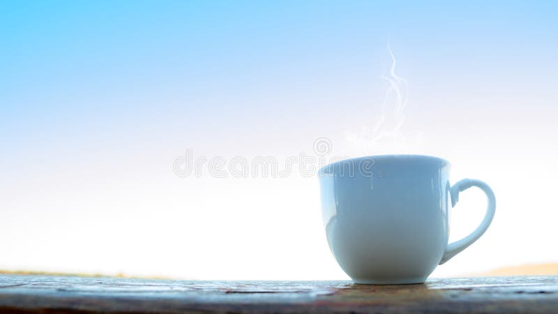 Hot Tea Cup Top on Wooden with Sunset Time Stock Photo - Image of ...