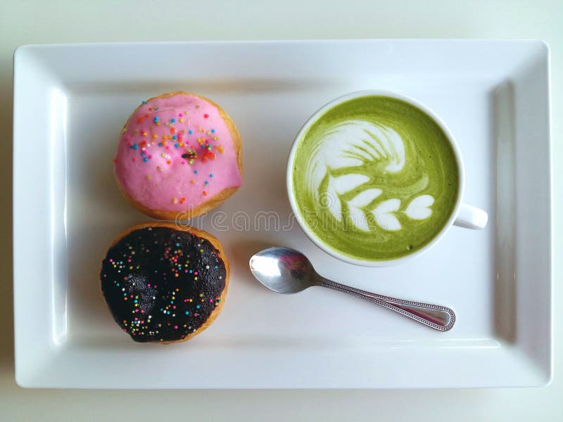 Hot Tea so Delicious with Donut on White Stock Image - Image of ...