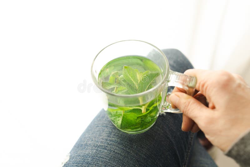 Hot Tea with Fresh Mint Leaves Stock Photo - Image of aroma ...