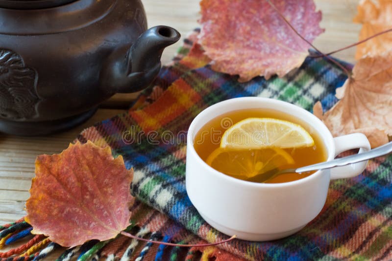 Hot tea with lemon stock image. Image of fresh, healthy - 107789199