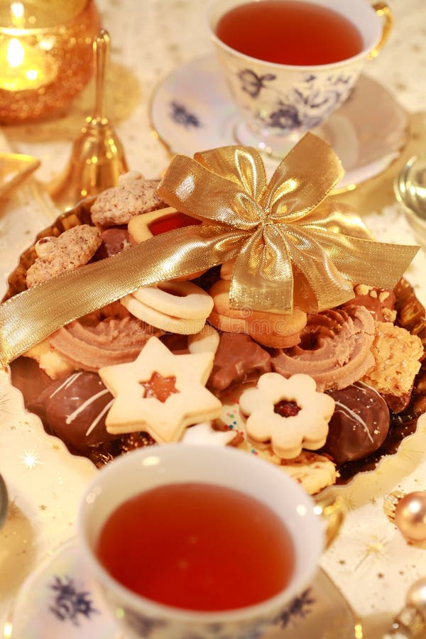 Hot tea with sweet cookies stock photo. Image of event - 11280986