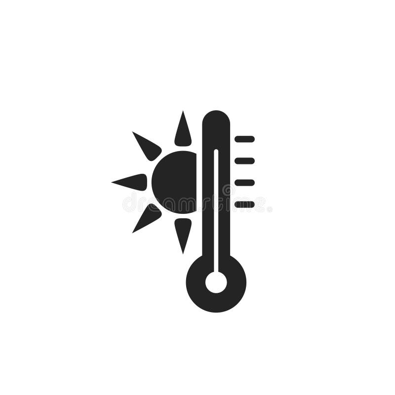 Hot Temperature Symbol in Simple Flat Design. Thermometer Icon. Weather ...