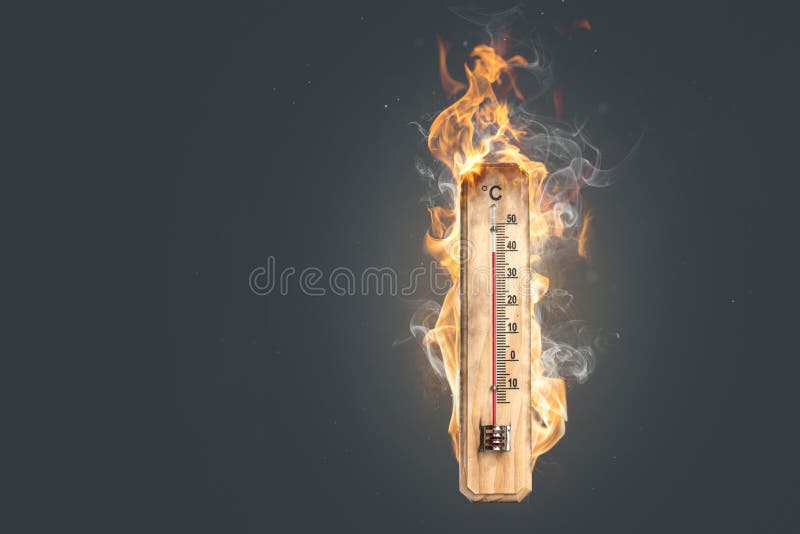 Hot Temperature - Thermometer on Fire Stock Image - Image of change ...