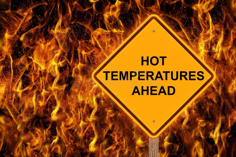 Hot Temperatures Warning Sign Stock Photo - Image of sunny, thermometer ...
