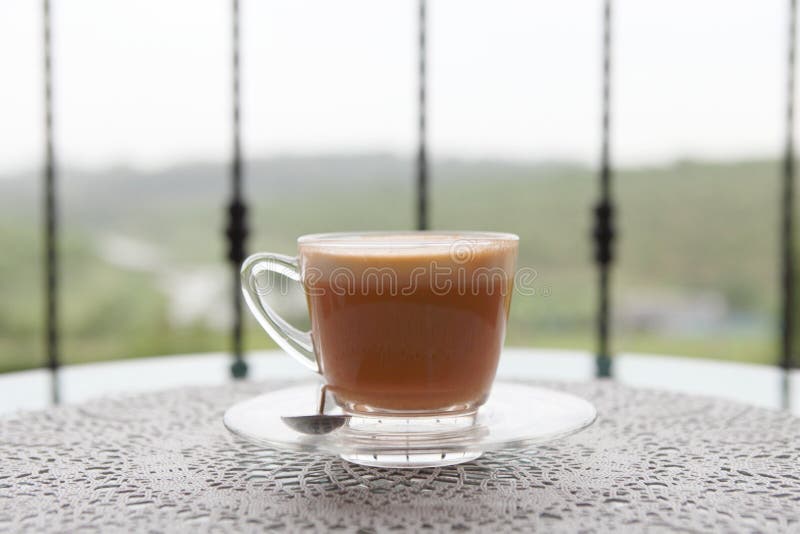 Hot thai tea on a cup stock photo. Image of flower, breakfast - 141568420