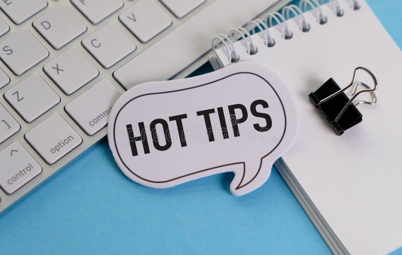 Hot Tips Lettering on Paper Card with Pad, Keyboard and Paper Clip on ...