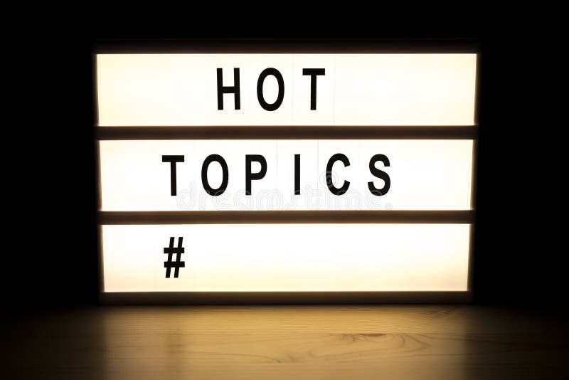 Hot Topics Light Box Sign Board Stock Image - Image of template ...