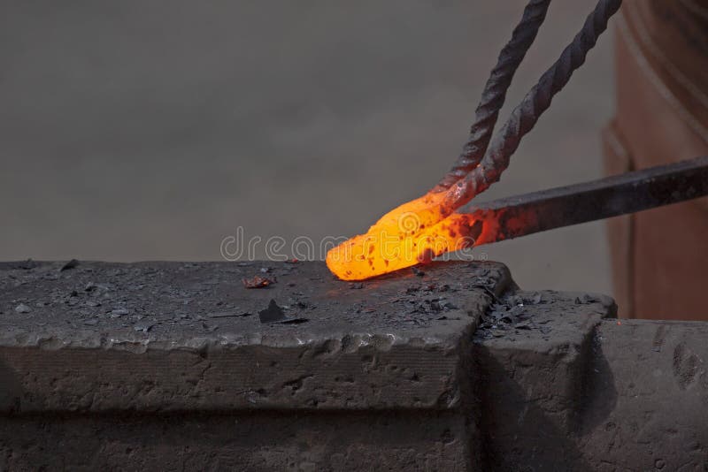 Hot-up Metal Rod on Anvil in Forge Stock Image - Image of forge, anvil ...