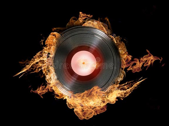 Hot Vinyl on Fire stock image. Image of vintage, soundtrack - 12541817