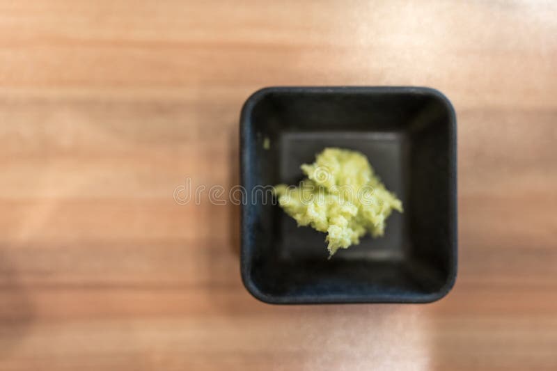 Hot Wasabi Paste in Black Bowl Stock Photo - Image of mini, vegetable ...