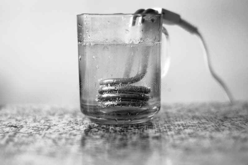 Hot Water with Bubbles in a Transparent Cup Stock Photo - Image of full ...