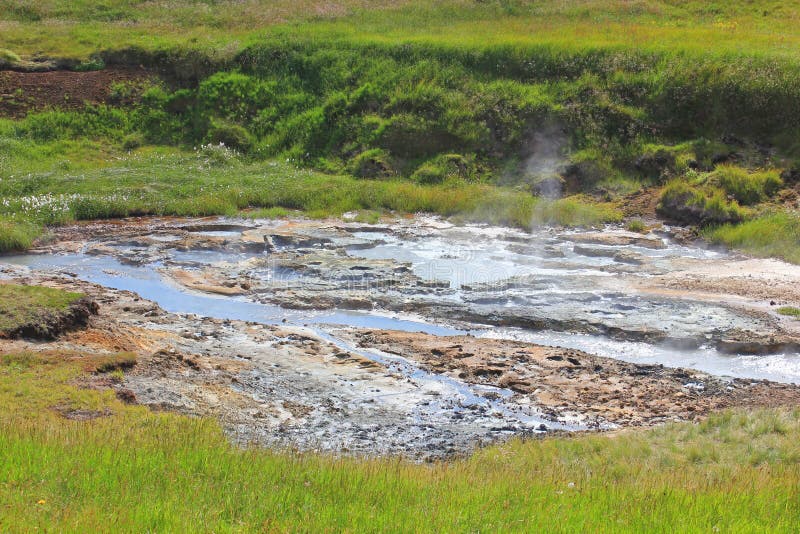 Hot water pool in iceland stock photo. Image of landscape - 160858402