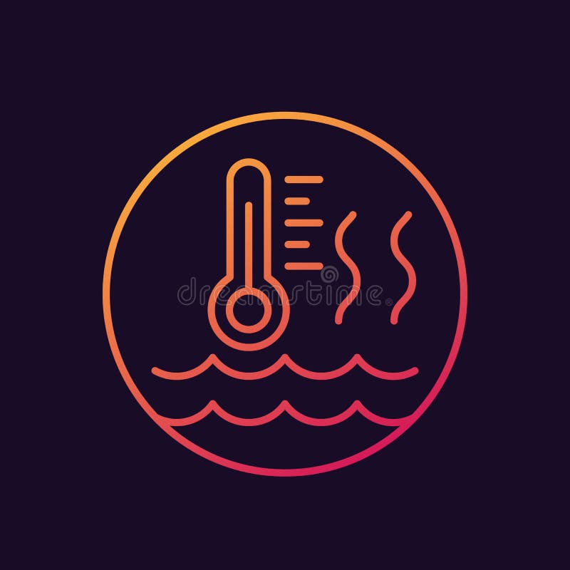 High Temperature Warning Vector Line Icon Stock Vector - Illustration ...