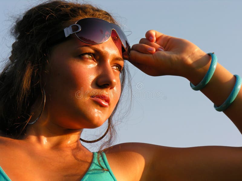 Hot weather stock image. Image of woman, heat, drop, sunburn - 15696763