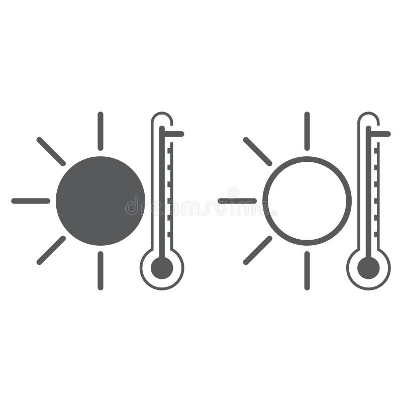Hot Weather Icon . Solid and Outline. Stock Vector - Illustration of ...