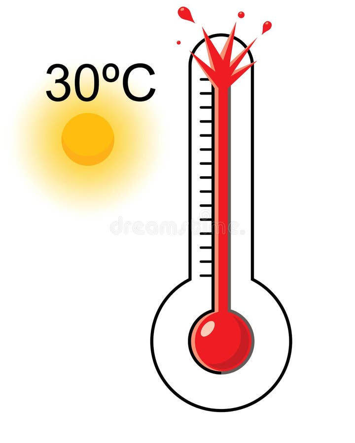 Hot weather thermometer stock vector. Illustration of high - 37919494