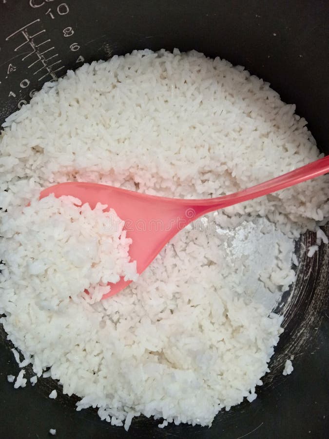 Hot White rice in a basket stock image. Image of basket - 344168827