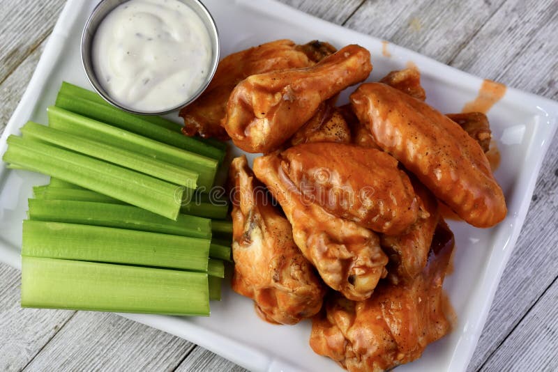 Hot wings, top down view stock image. Image of wooden - 246400749