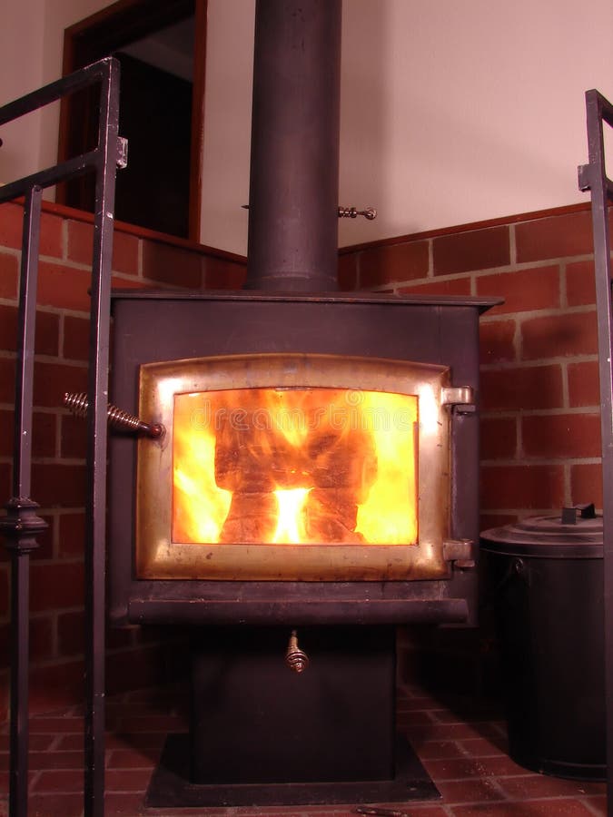 Hot wood stove stock image. Image of inside, fire, wood - 22139523
