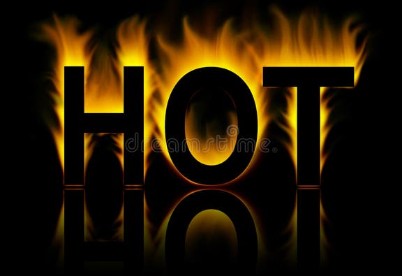 Hot word in fire stock illustration. Illustration of black - 7334958