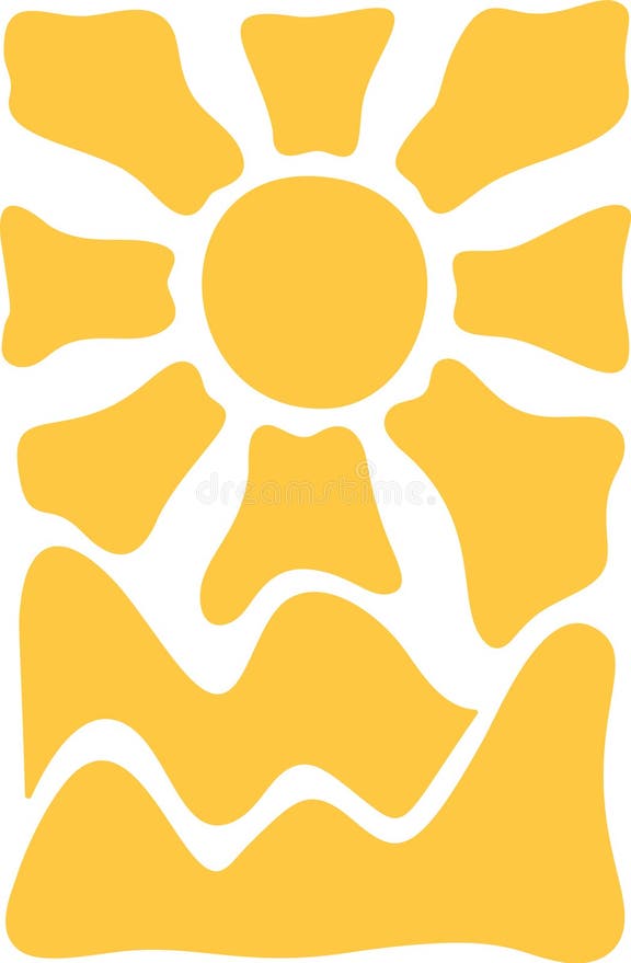 Hot Yellow Sun Groovy Poster Stock Vector - Illustration of yellow ...