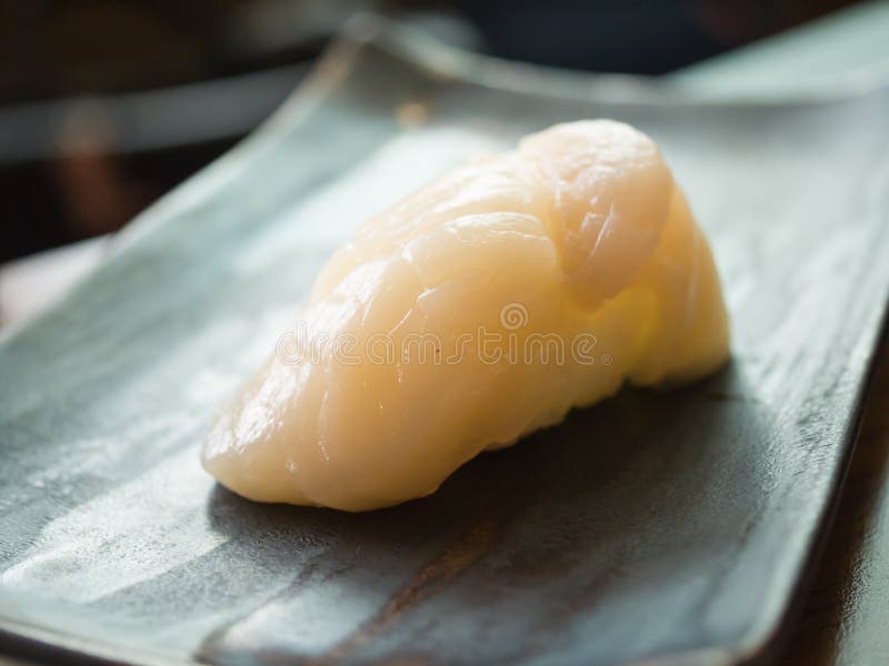 Hotate (Scallop) Sushi stock image. Image of plate, food - 65701543