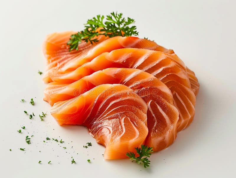 Hotate Sushi Roll and Salmon and Otoro Sashimi with a White Backdrop ...
