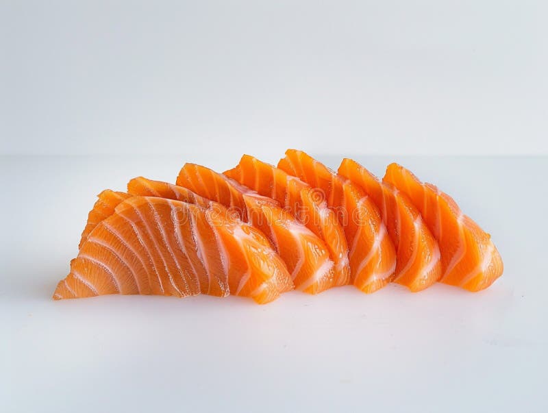 Hotate Sushi Roll and Salmon and Otoro Sashimi with a White Backdrop ...