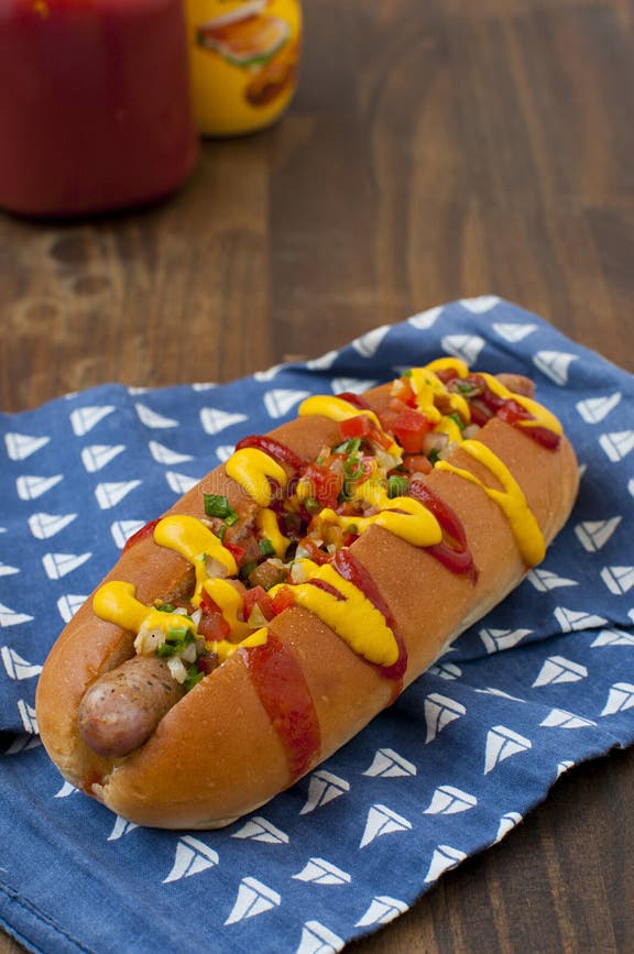 Hotdog stock photo. Image of ketchup, table, food, sausage - 28290066