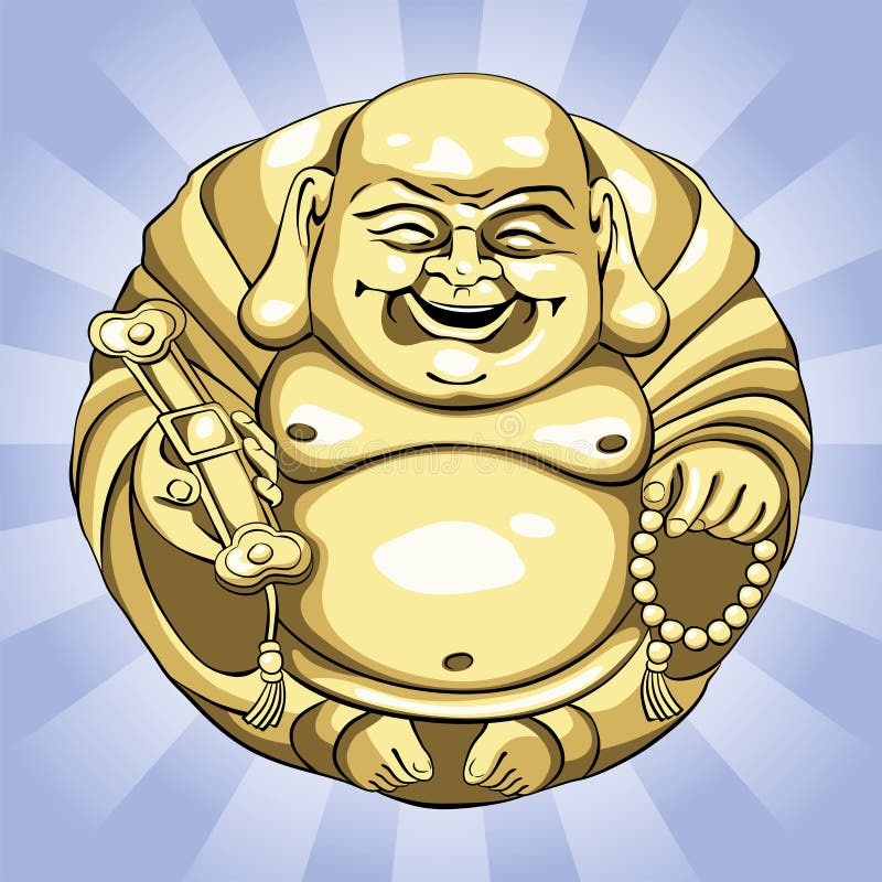 Hotei stock vector. Illustration of gold, rosaries, smile - 20135729