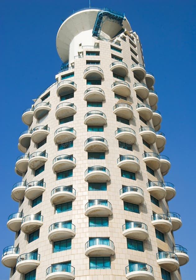 Round Hotel Rising into Tropical Sky Stock Image - Image of high, city ...