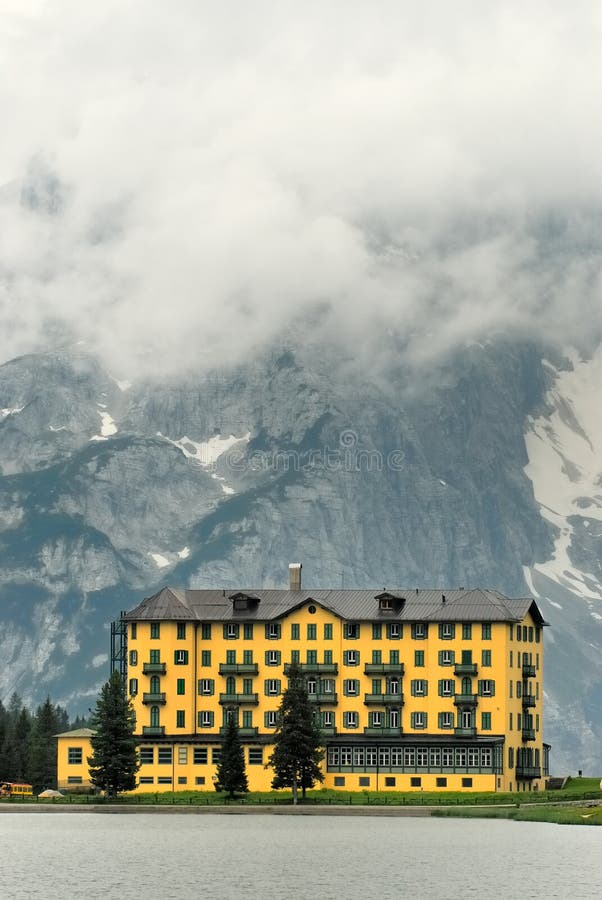 Hotel in the Alps no.1 stock image. Image of home, lake - 3700943