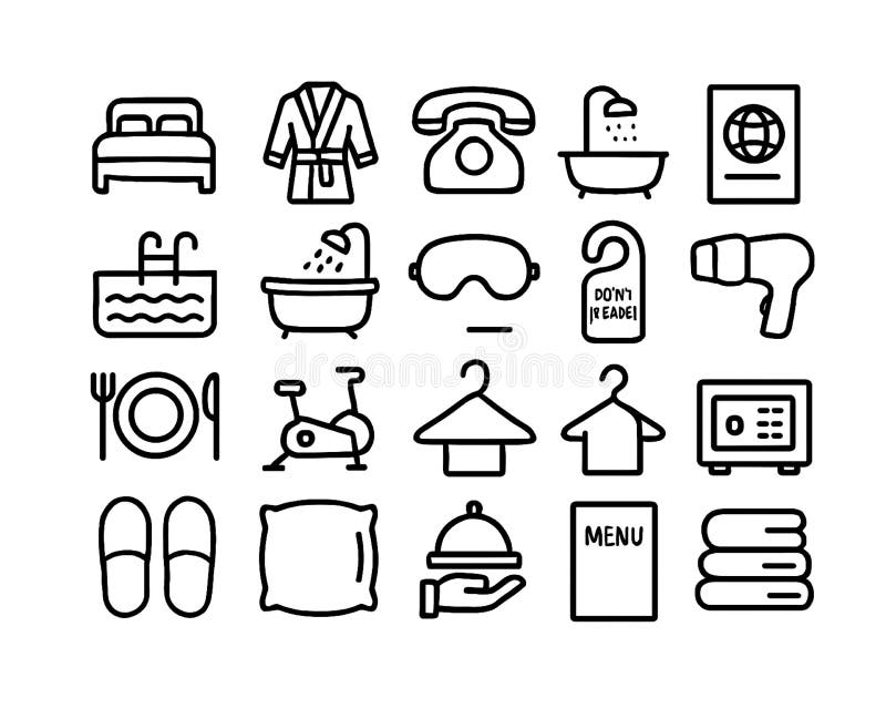 Hotel Amenities Icons Stock Illustrations – 608 Hotel Amenities Icons ...