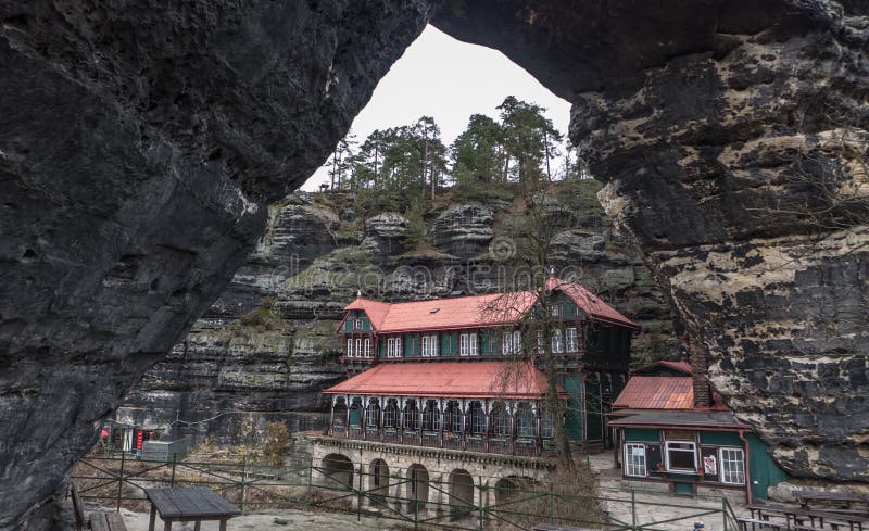 Hotel in Area Pravcicka Brana Stock Image - Image of park, bohemian ...