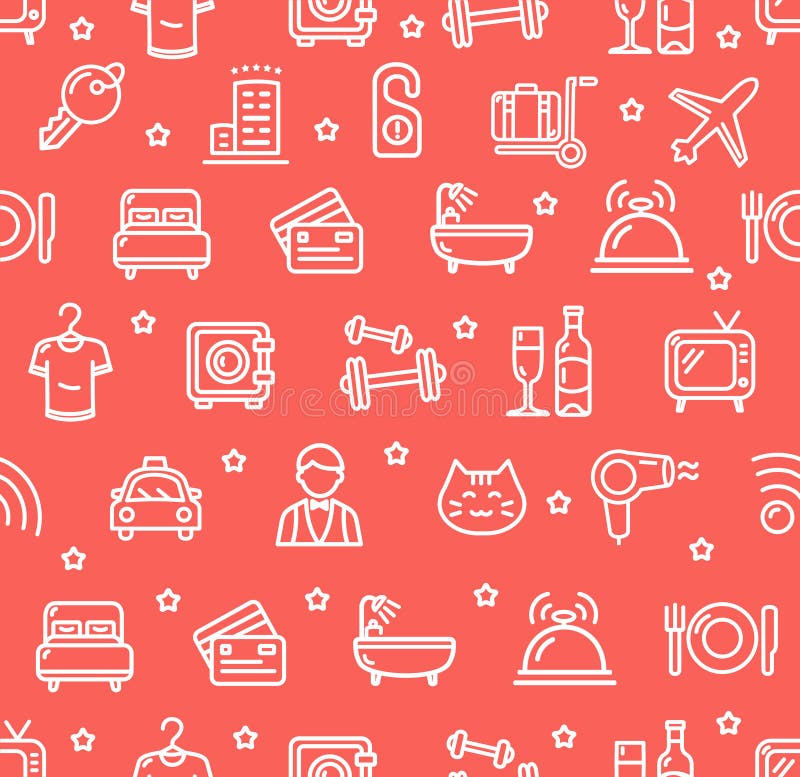 Hotel Background Pattern. Vector Stock Vector - Illustration of icon ...