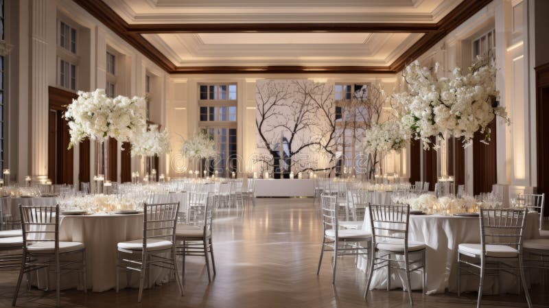 Hotel Ballroom Wedding with a Modern Vibe Stock Image - Image of white ...