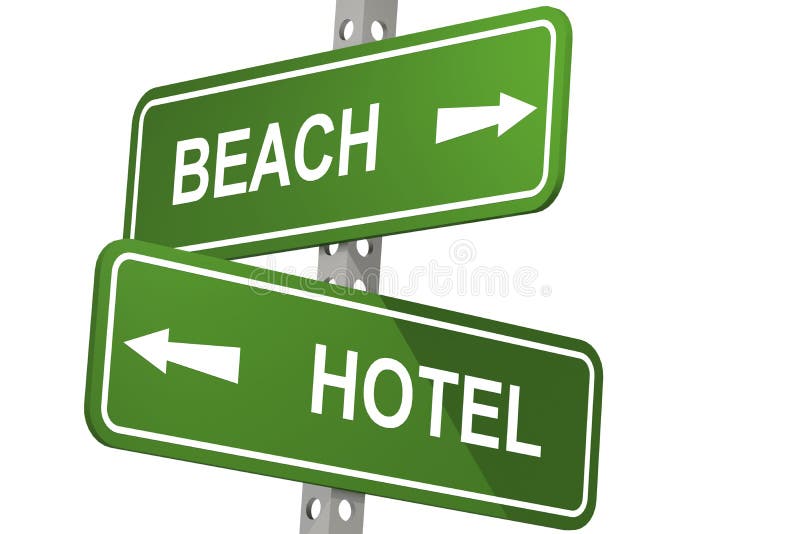 Hotel and beach road sign stock illustration. Illustration of holiday ...