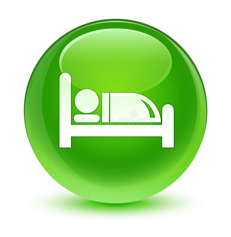 Hotel Bed Icon Glassy Green Round Button Stock Illustration ...