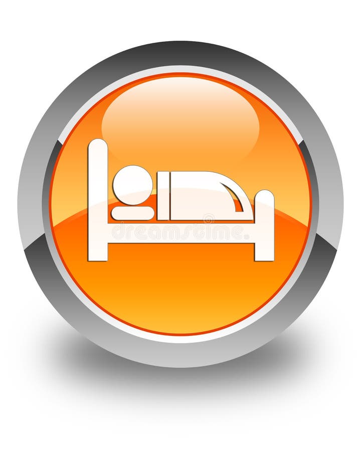 Hotel Bed Icon Glossy Orange Round Button Stock Illustration ...